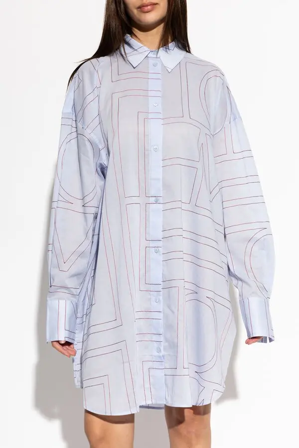 TOTEME Oversized Geometric Print Shirt Dress