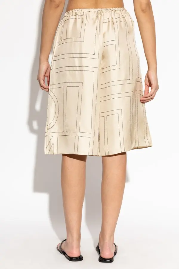 TOTEME Silk Geometric Print Relaxed Fit Thigh Length Shorts