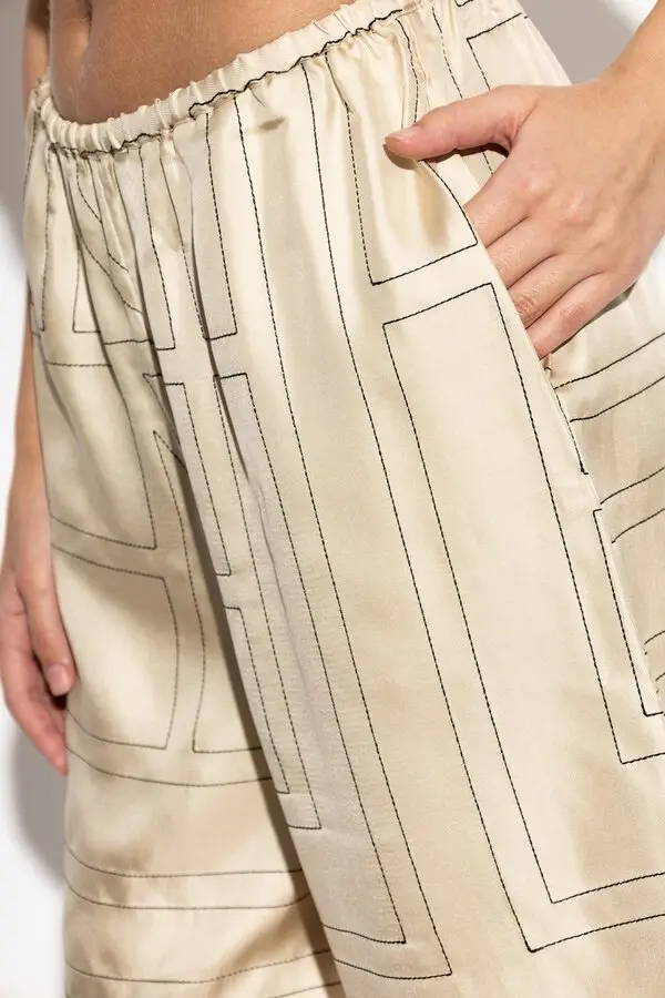 TOTEME Silk Geometric Print Relaxed Fit Thigh Length Shorts