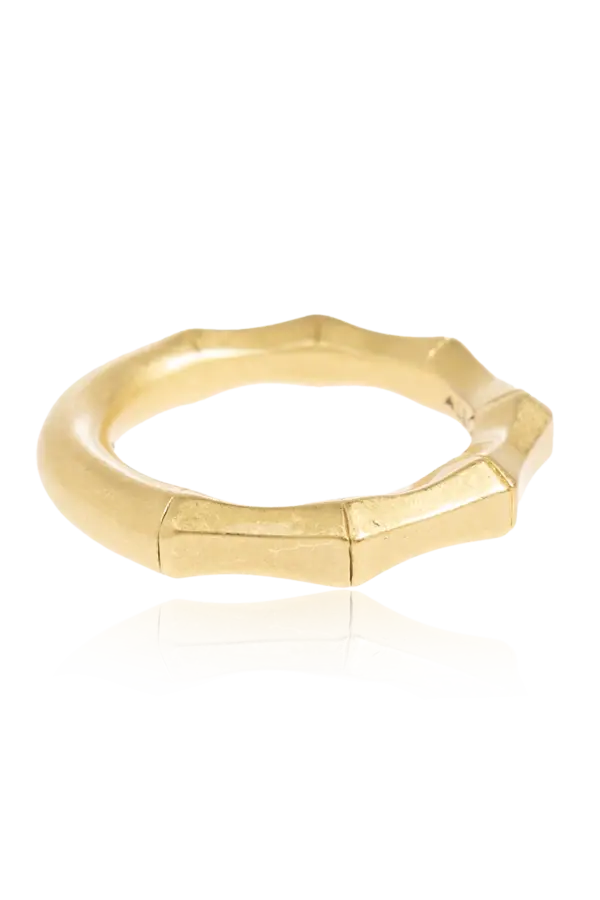 ALLSAINTS Matte Brass Geometric Engraved Logo Ring