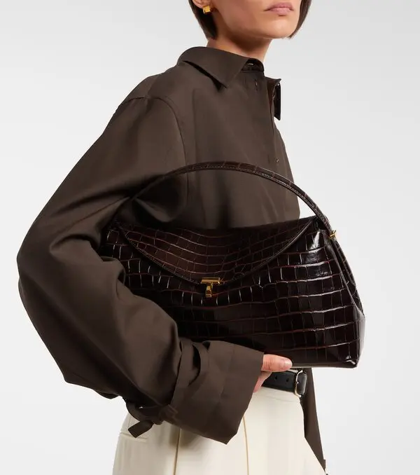 TOTEME T-lock Leather Tote Bag - Brown