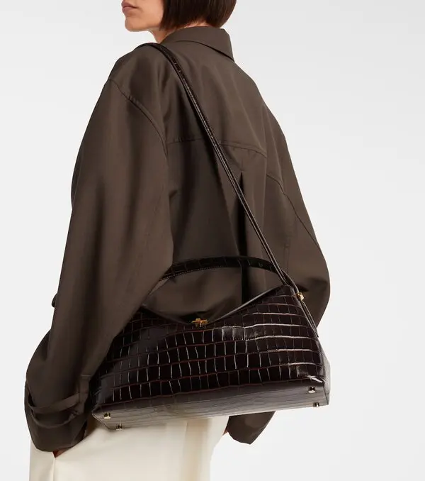 TOTEME T-lock Leather Tote Bag - Brown