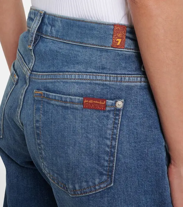 7 For All Mankind Low Straight Jeans - Blue
