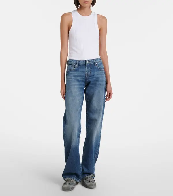 7 For All Mankind Low Straight Jeans - Blue