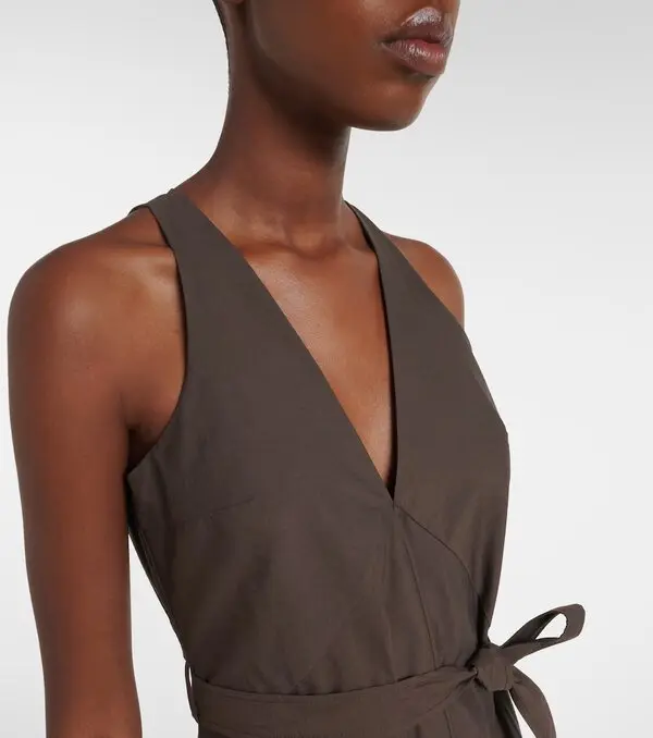 Brunello Cucinelli Belted V-neck Maxi Dress - Brown
