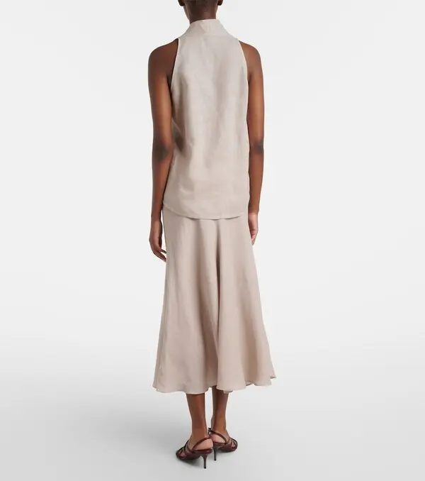 Brunello Cucinelli Linen Midi Skirt