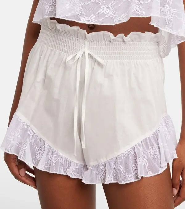 MONTCE Lace-trimmed Cotton Shorts
