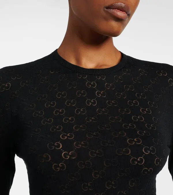 Gucci Gg Cotton-blend Devoré Long-sleeve Top