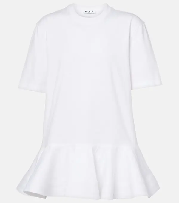 Alaïa Peplum Cotton Jersey T-shirt - White