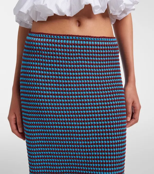 Alaïa Crochet Cotton Pencil Skirt - Blue
