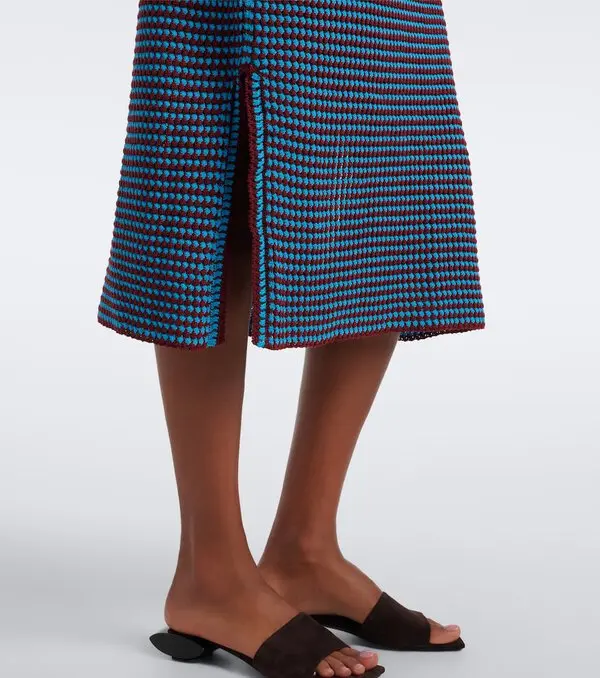 Alaïa Crochet Cotton Pencil Skirt - Blue