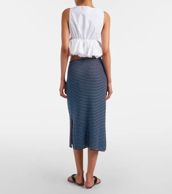 Alaïa Crochet Cotton Pencil Skirt - Blue