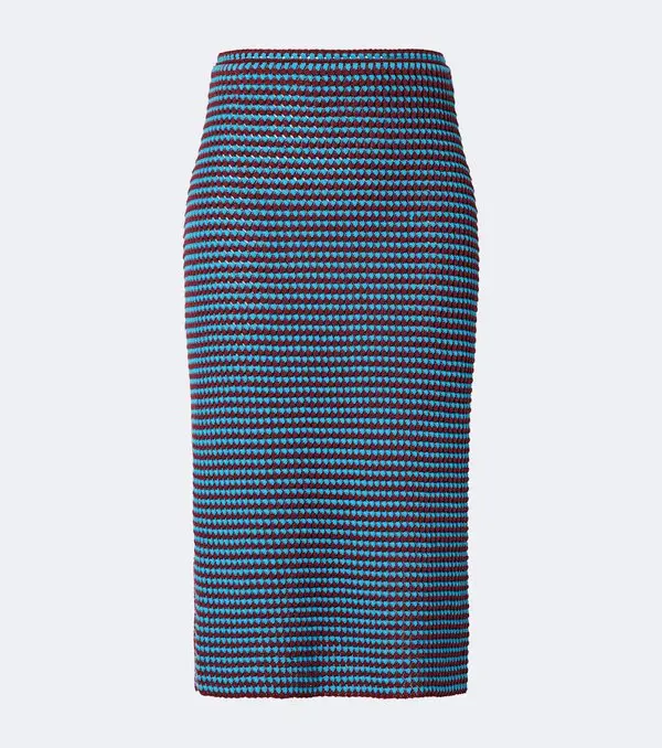 Alaïa Crochet Cotton Pencil Skirt - Blue