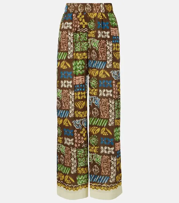 ALEMAIS Minnie Printed Cotton Wide-leg Pants - Multicoloured