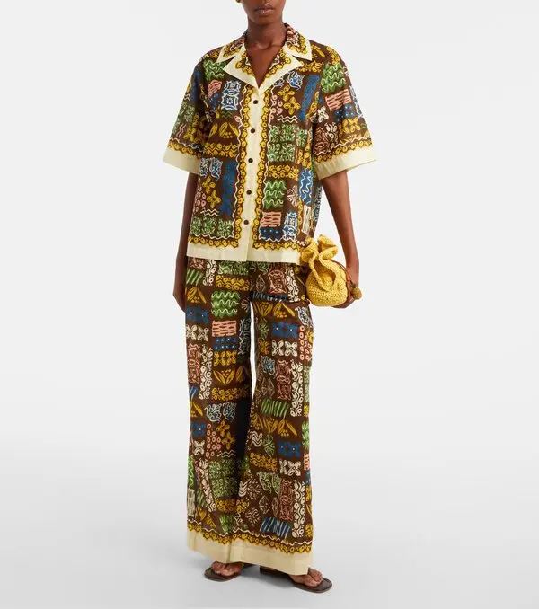 ALEMAIS Minnie Printed Cotton Wide-leg Pants - Multicoloured
