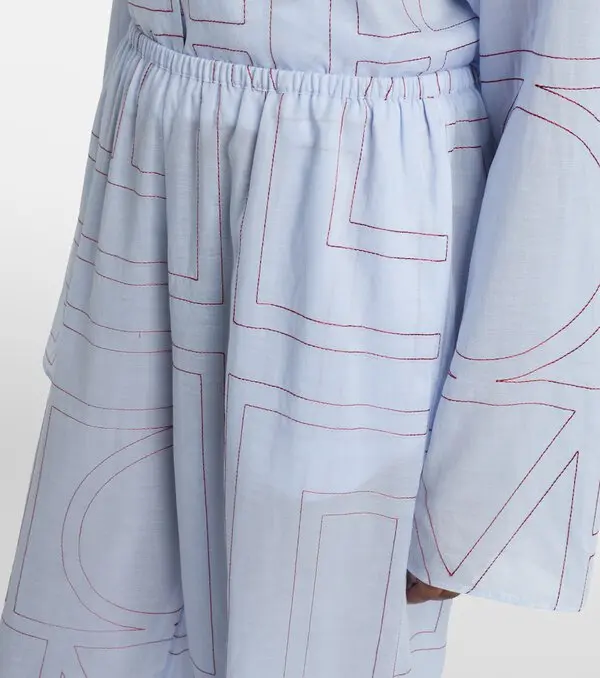 TOTEME Embroidered Cotton-blend Poplin Pajama Pants - Blue