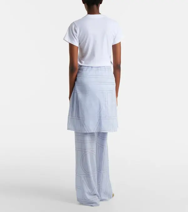 TOTEME Embroidered Cotton-blend Poplin Pajama Pants - Blue