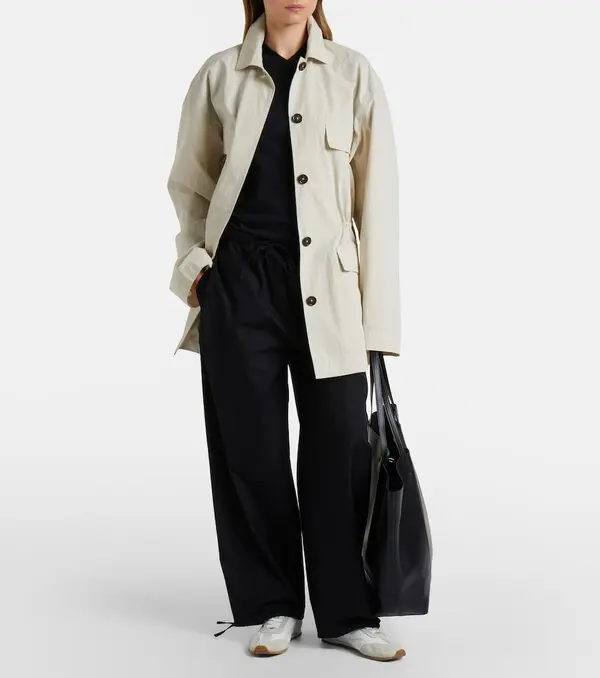 TOTEME Cotton-blend Jacket With Drawstring Waist - Beige