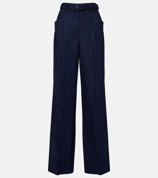 Gabriela Hearst Norman Belted Wide-leg Pants - Blue