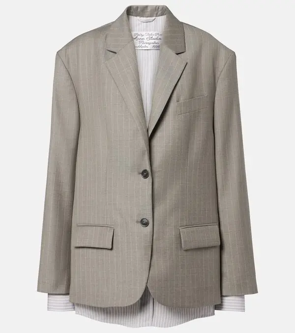 Acne Studios Striped Wool Jacket - Grey