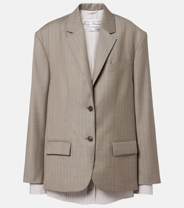 Acne Studios Striped Wool Jacket - Grey