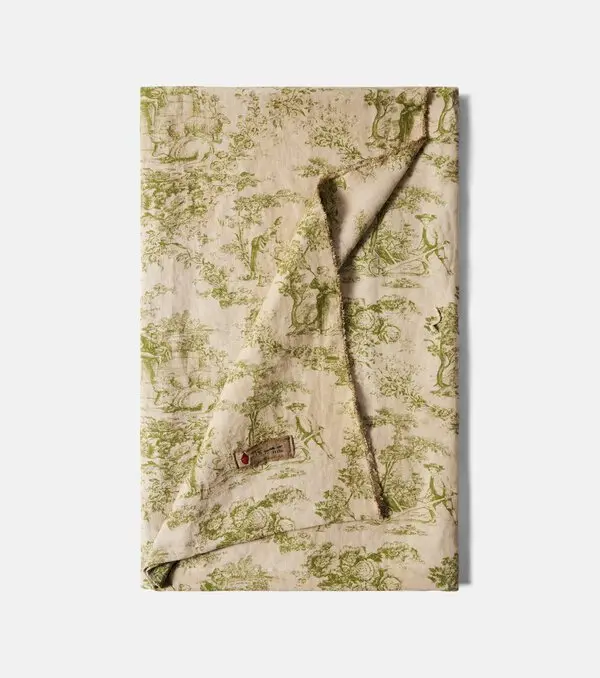 THE HOUSE OF LYRIA Glafira Toile De Jouy Linen Tablecloth - Beige