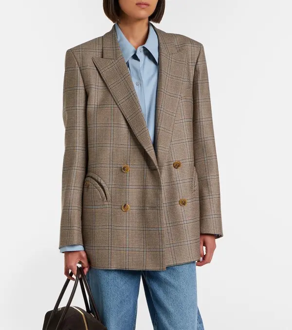 BLAZÉ MILANO Everynight Checked Double-breasted Wool Blazer