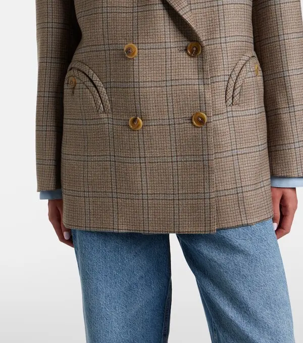 BLAZÉ MILANO Everynight Checked Double-breasted Wool Blazer