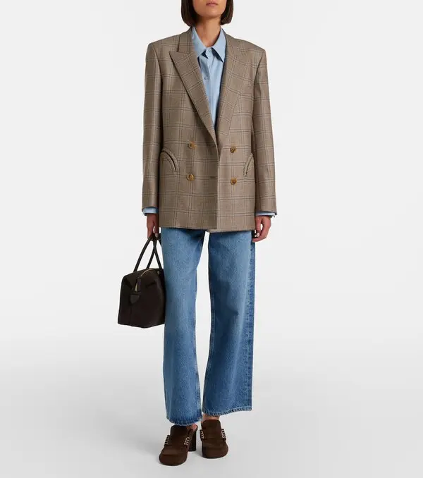 BLAZÉ MILANO Everynight Checked Double-breasted Wool Blazer