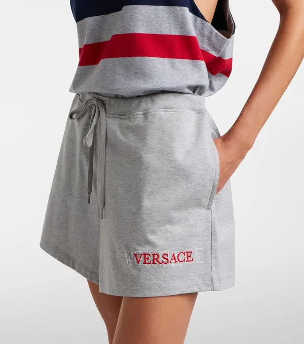 Versace Logo Cotton Jersey Shorts
