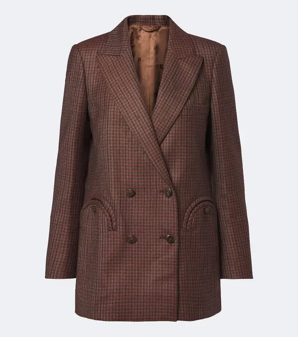 BLAZÉ MILANO Everyday Checked Virgin Wool Blazer - Brown