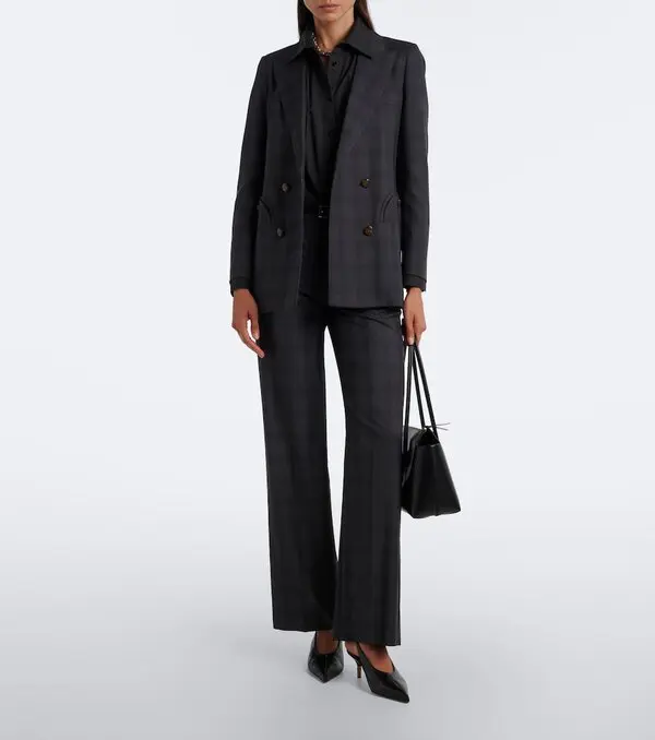 BLAZÉ MILANO Checked Virgin Wool Blazer - Grey