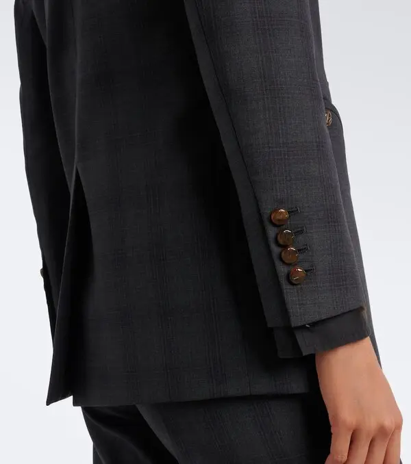BLAZÉ MILANO Checked Virgin Wool Blazer - Grey