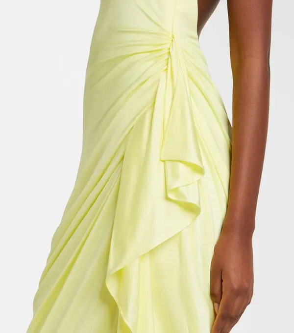 Versace Medusa Draped Jersey Gown - Yellow