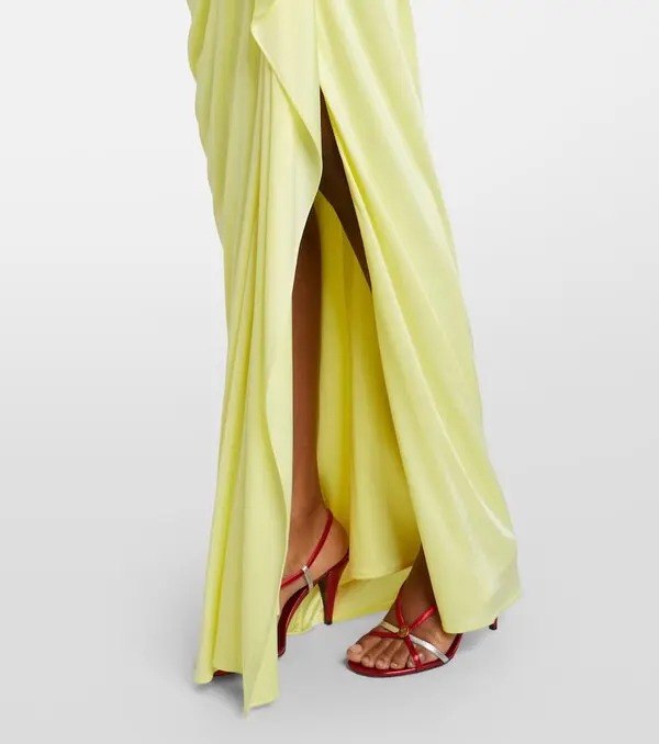 Versace Medusa Draped Jersey Gown - Yellow