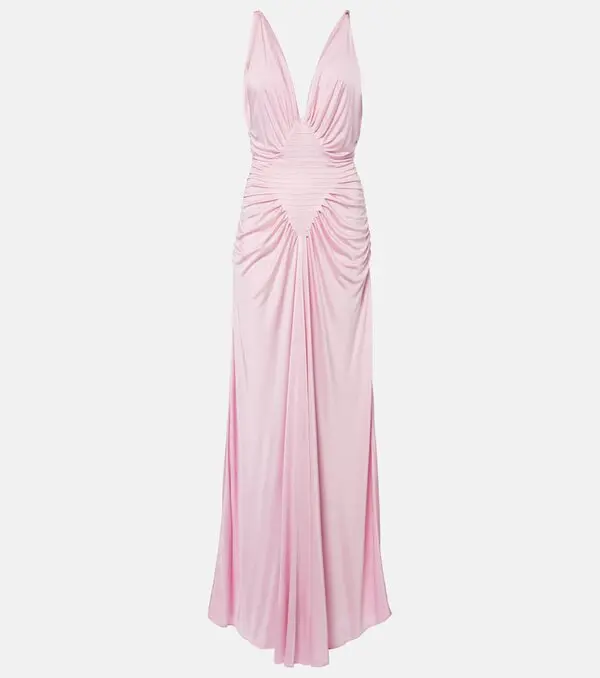 Versace Draped Jersey Gown Pastel