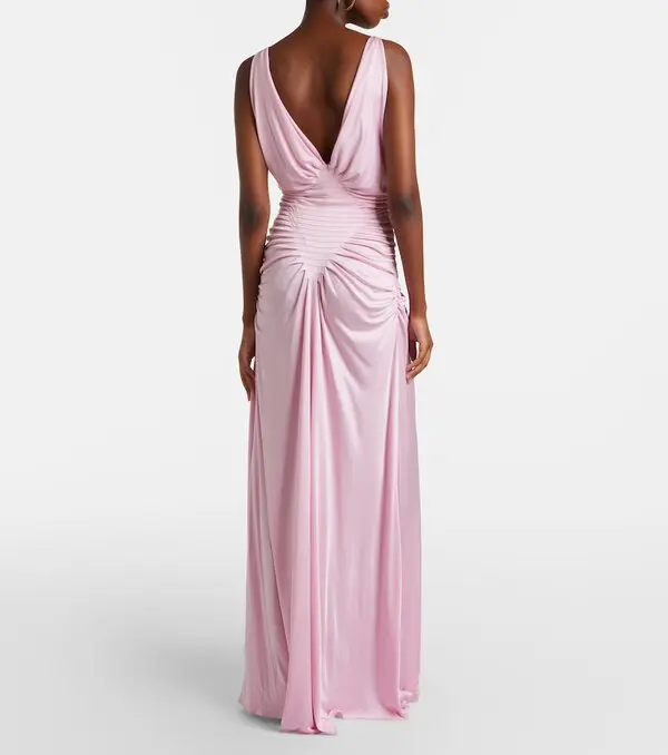 Versace Draped Jersey Gown Pastel