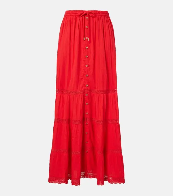 Melissa Odabash Marley Cotton Maxi Skirt - Red
