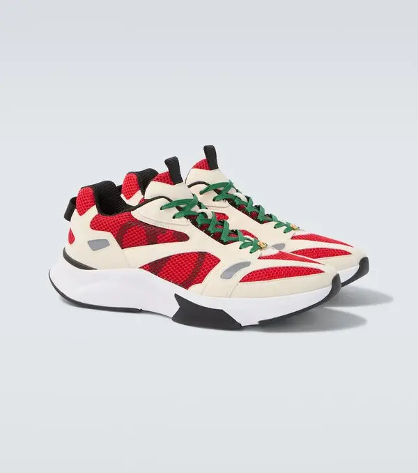 Valentino Garavani Vlogo Mesh Lace-up Sneakers - Red