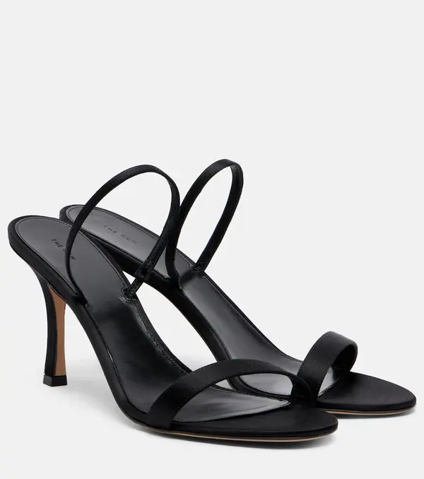 THE ROW Ella Satin Slingback Sandals - Black