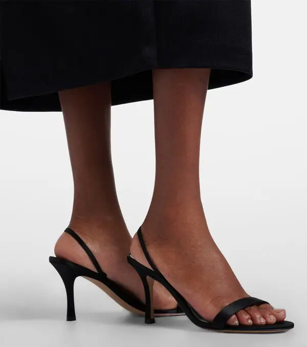 THE ROW Ella Satin Slingback Sandals - Black