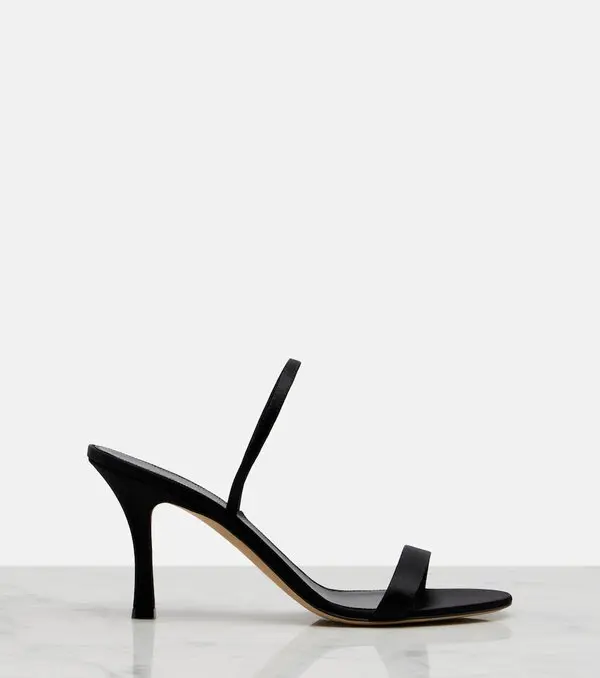 THE ROW Ella Satin Slingback Sandals - Black