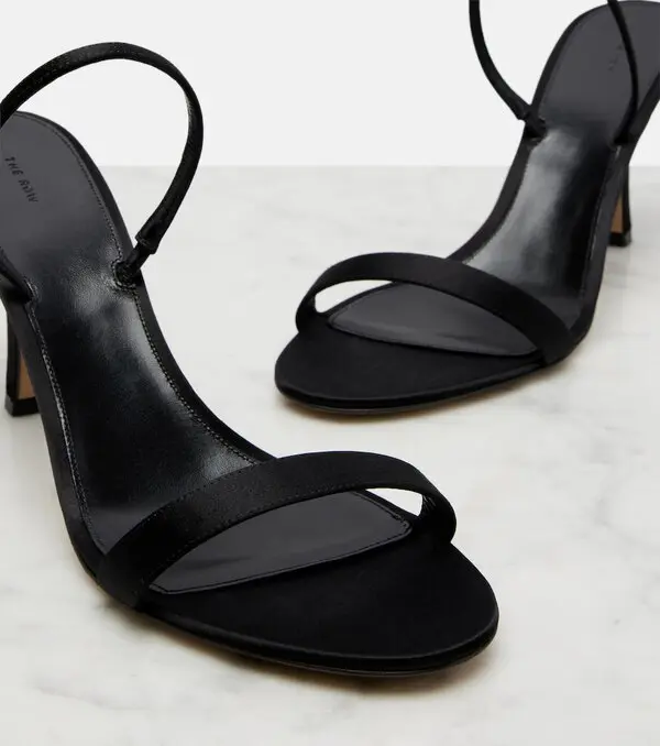 THE ROW Ella Satin Slingback Sandals - Black