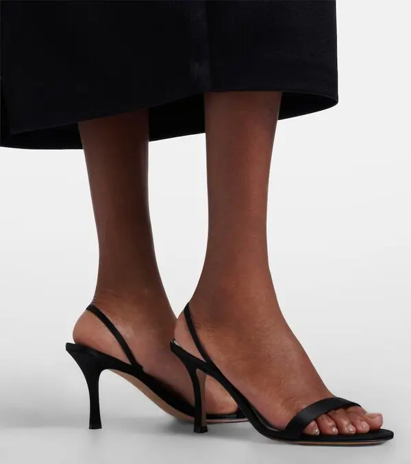 THE ROW Ella Satin Slingback Sandals - Black
