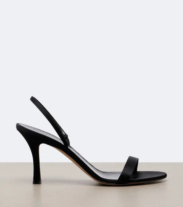 THE ROW Ella Satin Slingback Sandals - Black