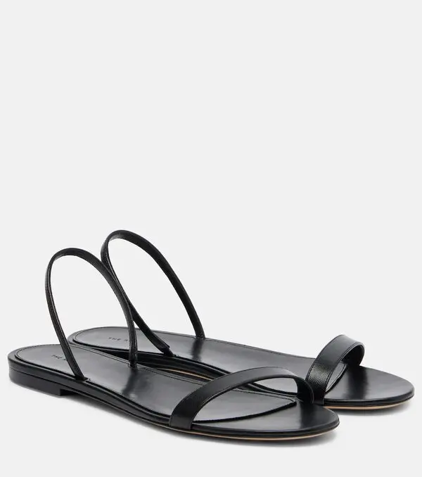 THE ROW Ella Leather Sandals - Black