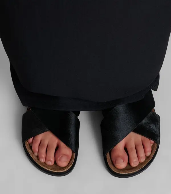 THE ROW Calf Hair Cross Sandals