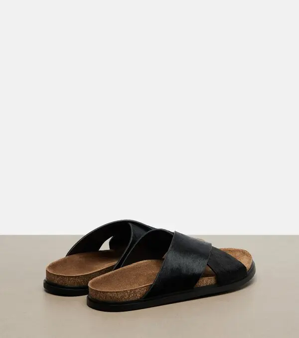 THE ROW Calf Hair Cross Sandals