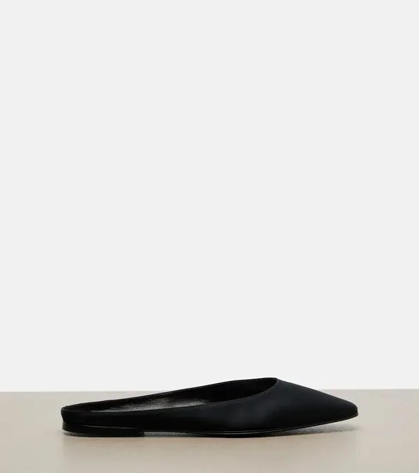 THE ROW June Satin Mules - Black