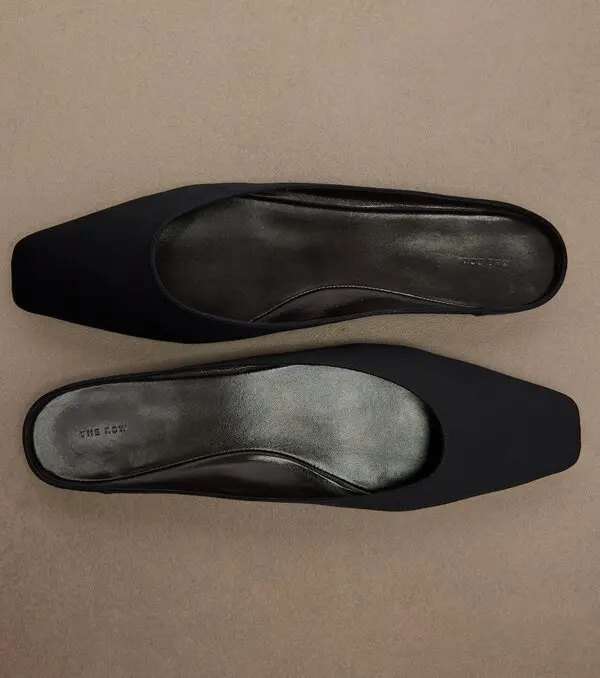 THE ROW June Satin Mules - Black